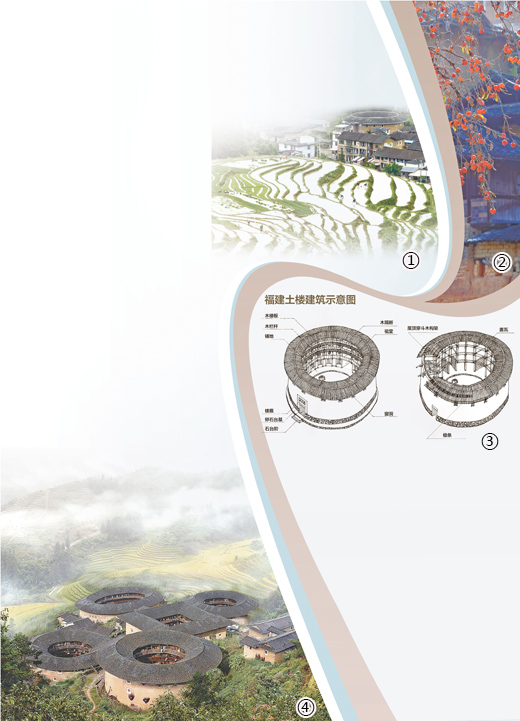 Terraced earth buildings with ancient charm into a traditional village